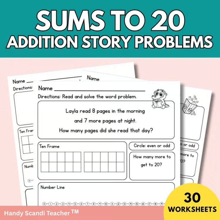 Addition sums to 20 | Fact Family | Ten Frames | Number Lines | Fact ...