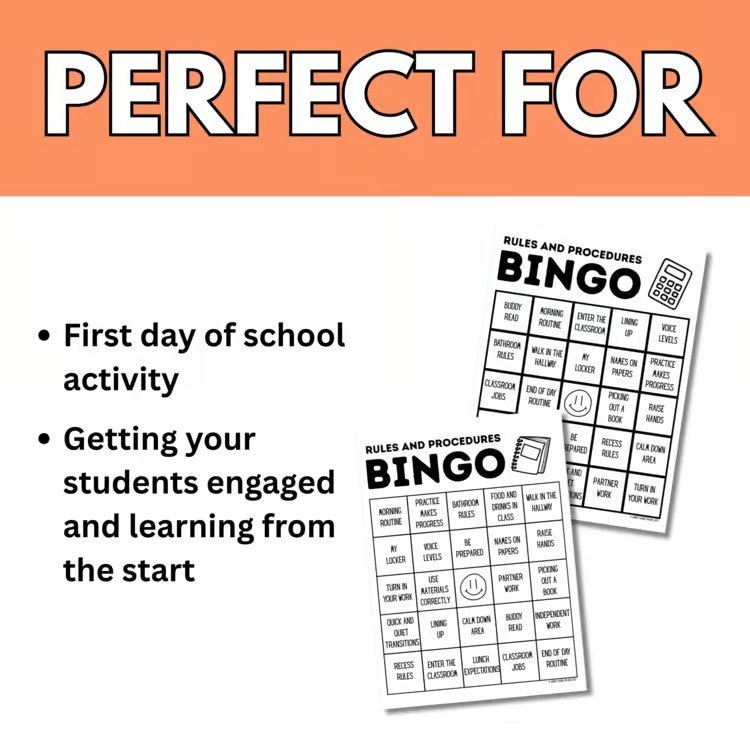 BTS – Whole Class Routines and Procedures Bingo First Day Hands On ...