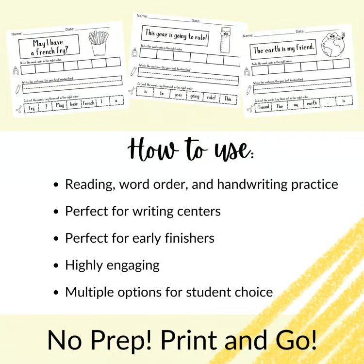 Cut and Paste Sentence Builder – Handy Scandi Teacher