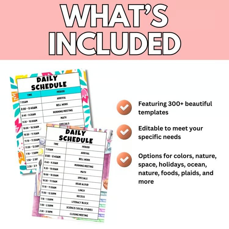 Daily Schedule Editable Template *SO MANY CHOICES!* – Handy Scandi Teacher