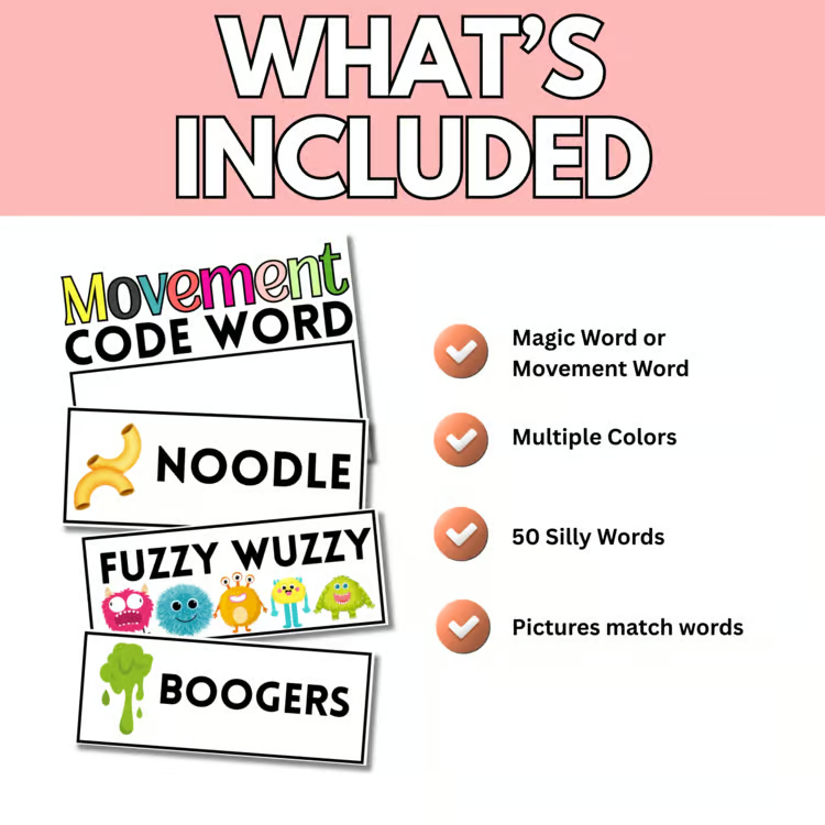 Magic Word/Movement Code Word Transition Sign – Handy Scandi Teacher