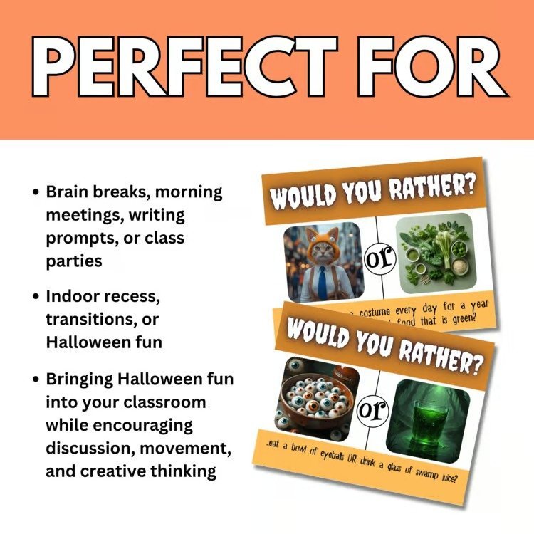 Would You Rather? | Halloween Brain Break Activity and Writing Prompts ...